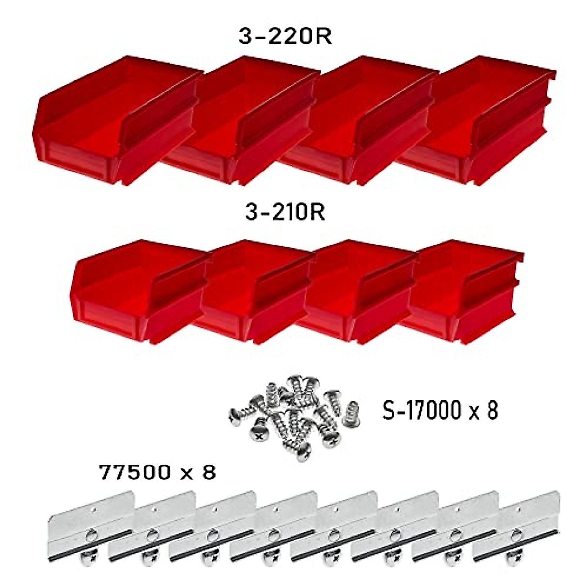 LocBin 028-R Pegboard BinKit, Small/Medium, Red