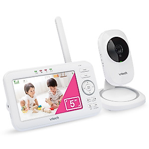 VTech VM5251 5” Digital Video Baby Monitor with Full-Color and Automatic Night Vision, White 5 inch