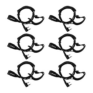 Retevis VOX Hands Free Walkie Talkie Earpiece with Mic, Coil Tube, G Shape Earhook, Compatible RT22 RT21 H-777 RT68 RT19 RT22S RB39 Two Way Radios, 2 Pin Two-Way Radio Earpiece(6 Pack)