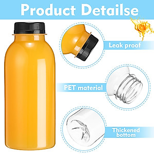 Bokon 100 Pack Plastic Juice Bottles with Caps for Juicing Clear Reusable Drink Containers with Lids Empty PET Beverages Bottles Bulk for Juicing Smoothies Drinking Beverages Fridge(12 oz)