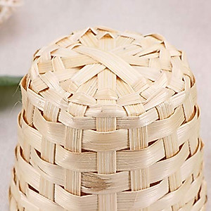 BESPORTBLE Woven Bamboo Storage Basket Desktop Finishing Basket Straw Basket Plant Pot Flower Vase for Bedroom Living Room Decoration Large