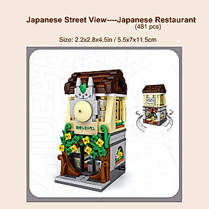 Seyaom Japanese Street View Shop Bricks, Mini DIY Building Blocks Model MOC Construction Toy. (Not Compatible with Small Particle Bricks) (Japanese Restaurant)