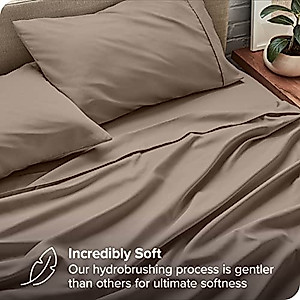 Bare Home Queen Sheet Set - Luxury 1800 Ultra-Soft Microfiber Queen Bed Sheets - Double Brushed - Deep Pockets - Easy Fit - 4 Piece Set - Bedding Sheets & Pillowcases (Queen, Taupe)