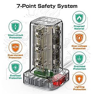 Extension Cord with Multiple Outlets, Surge Protector Power Strip Tower, 12 AC 4 USB (1 USB C)，Mini Power Strip with USB Ports, Surge Protector Tower 6.5FT Overload Protection for Home Office