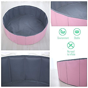 PlayMaty Ball Pits - Folding Portable Baby Kids Play Ball Pool Double Layer Oxford Cloth Not Need to Inflate Stable Ball Pool for Toddler (Balls Not Included) (Pink)