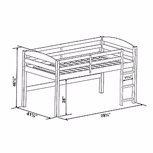 Walker Edison Della Classic Solid Wood Twin over Wood Loft Bunk Bed, Twin Size, White