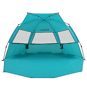 Alvantor Extra Large Beach Tent Super Bluecoast Beach Umbrella Outdoor Sun Shelter Cabana Automatic Pop Up UPF 50+ Sun Shade Portable Camping Fishing Hiking Canopy Easy Setup Windproof Patent Pending