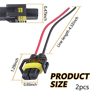 2 Pack H11 Headlight Wiring Harness Sockets,H11 Connector with Headlight Pigtail,Universal Fog Light Wiring Harness Connector Car Accessories for Most Cars SUVs Trucks