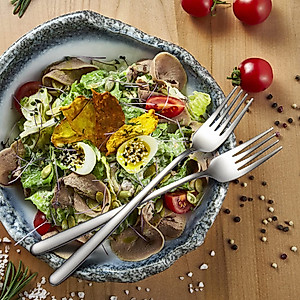 Stainless Steel Dinner Forks Set for，8-inch Modern Flatware Cutlery Forks，Food Grade Stainless Steel Flatware, Mirror-Polished & Dishwasher Safe, Use for Home Kitchen, Party or Restaurant