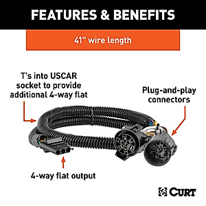 CURT 55384 Replacement Vehicle-Side Custom USCAR 4-Pin Trailer Wiring Harness, Black