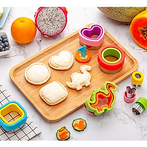 Sandwich Cutter for Kids 22 Piece (MEDIUM), Nifogo Cookie Cutters and Sealer Set, Bread Decruster Pancake Maker Heart Square Circle Dinosaur Shape DIY Mold for Boys Girls