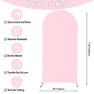 Spandex Fitted Wedding Arch Cover 7.2FT Pink Arch Backdrop Cover, Round Top Chiara Backdrop Stand Covers for Wedding Birthday Party Baby Shower Banquet Arch Decoration (Pink, 7.2FT)