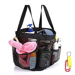 Lusofie Mesh Shower Bag，Portable Large Shower Caddy Basket with 8-Pocket Mesh Shower Caddy Tote for Beach, Swimming, Gym