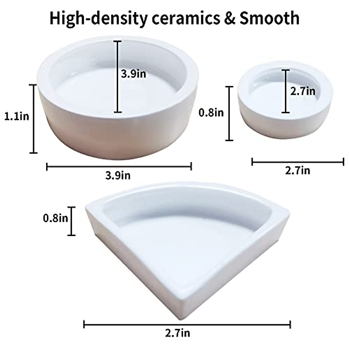 Reptile Food Water Bowl Set Lizard Feeder Ceramics Bowls Worm Live Fodder Container for Bearded Dragon Chameleon Lizard Hermit Crab Gecko Tortoise Spider Pet 3 Pieces