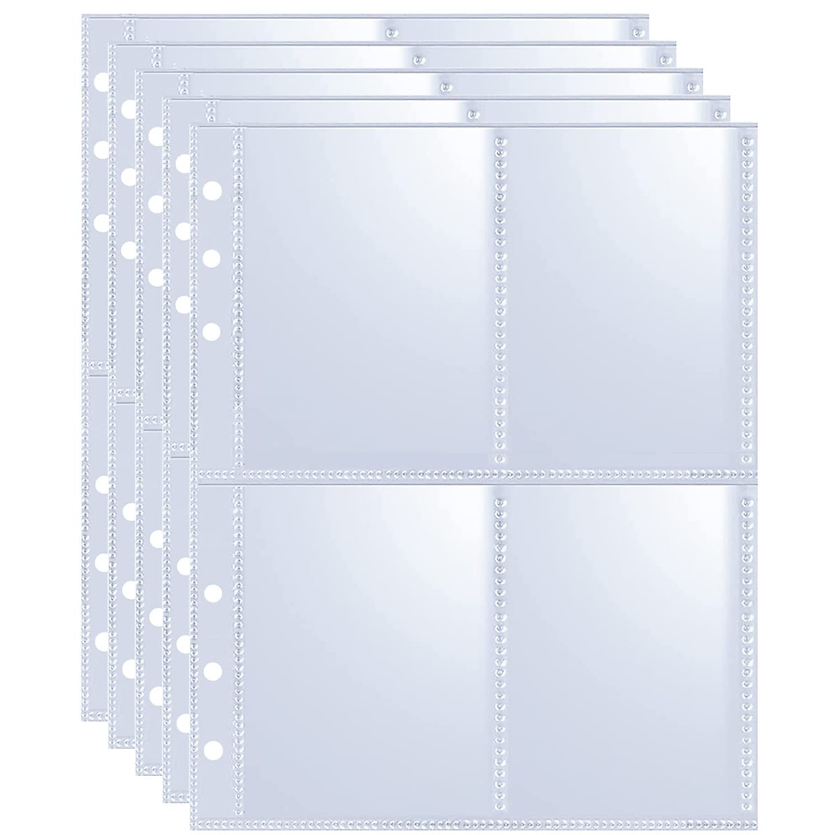 40 Pack 320 Pockets 2.5x3.5 Inch Trading Card Sleeves,Double-Sided 4 Pocket Page Protector,Ultra-Clear Kpop Photocard Sheets for A5 6 Ring Binder,Card Sleeve Pages for Game Cards,Baseball Card
