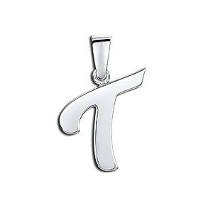 Amberta 925 Sterling Silver Alphabet Letter Pendant - Personalized Charm for Women - Stackable Symbol - Style T