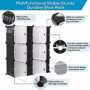 VTRIN Shoe Rack Organizer DIY 24 Pair Tower Shoe Storage Cabinet for Boots Slippers Closet Organizers and Storage with Doors for Entryway