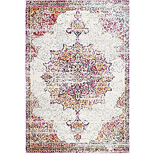 nuLOOM Leola Vintage Medallion Area Rug, 5' x 7' 5", Pink
