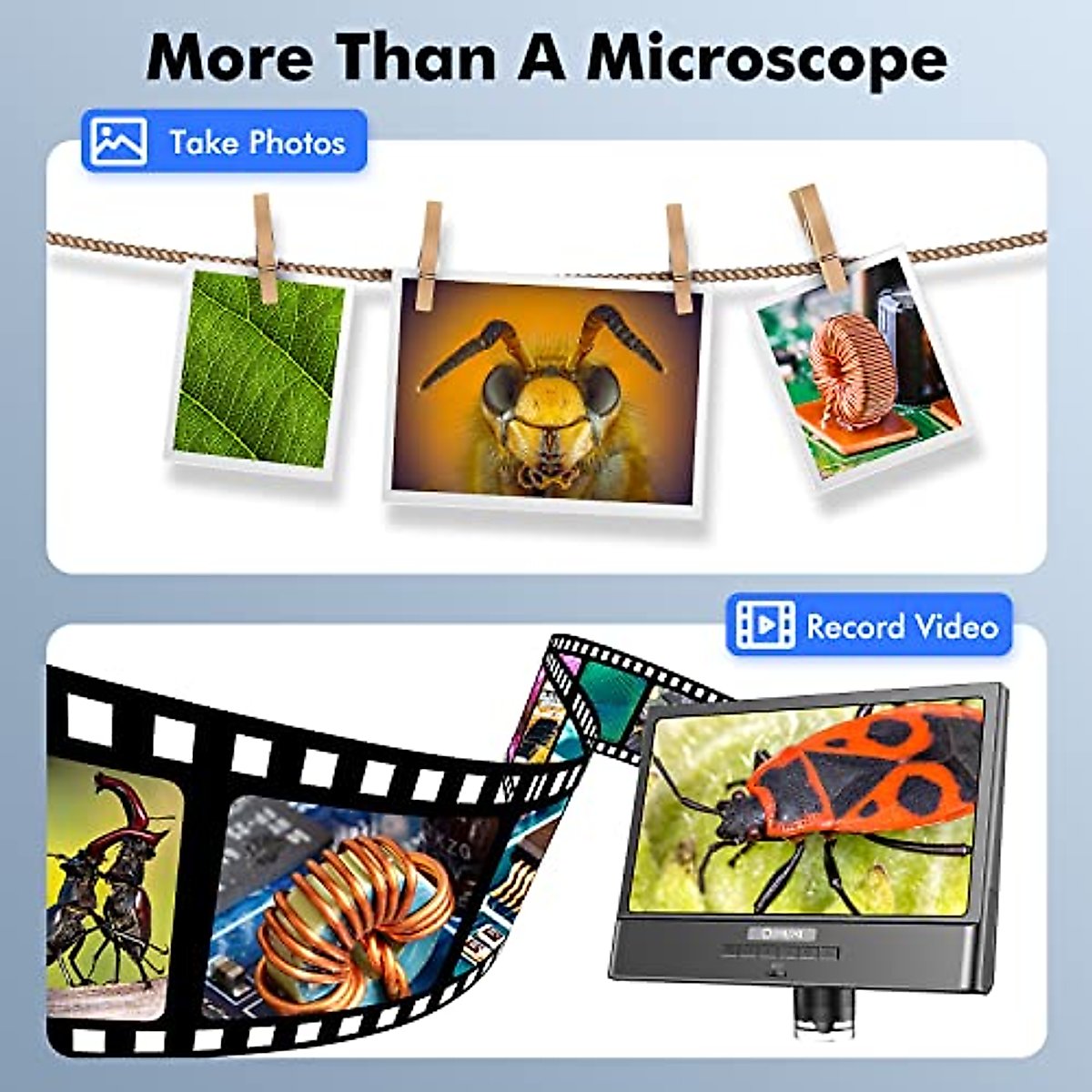 10" LCD Digital Microscope- Soldering Microscope for Electronics Repair, Opqpq USB Coin Magnifier with Light & Large Screen for Error Coins, PCB Board Watch Micro Solder Microscopes Station for Adults
