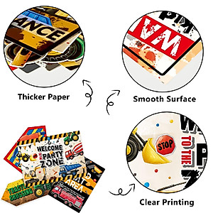 WERNNSAl Construction Truck Party Decorations - 12PCS Construction Truck Party Zone Signs Posters for Kids Construction Truck Theme Birthday Party Supplies Construction Truck Wall Art Decor for Home Garden Yard Decorations