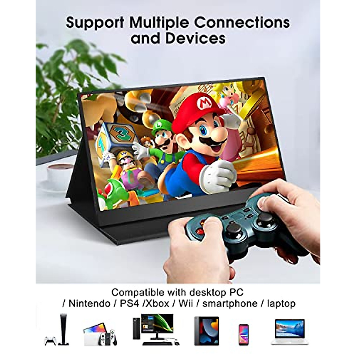 CNXioaMi Portable Monitor 15.6" Gaming Monitor USB-C&HDMI Laptop Monitor 1080P IPS Speaker External Ultra Slim Travel Monitor Second Monitor for Laptop Mac Phone Xbox Game Monitor