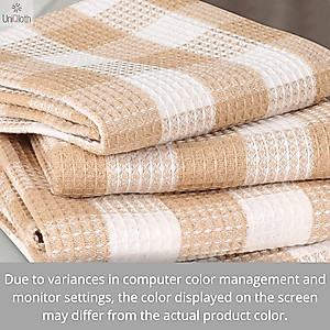 UniQloth 8 Pack Buffalo Plaid Waffle Kitchen Dish Towels 100% Cotton - Farmhouse Kitchen Towels Hanging - Soft Absorbent Quick Drying Durable Reusable Hand Towels for Kitchen 16x26 Grey