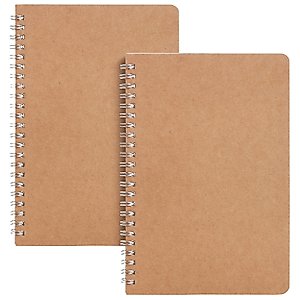 Mr. Pen- Spiral Notebook, A5, Kraft Cover, 2 Pack, 80 Pages, Sketch Book, Drawing Notebook, Notebook Spiral, Spiral Bound Notebook, Spiral Sketchbook, Blank Journal Notebook, Unlined Notebook