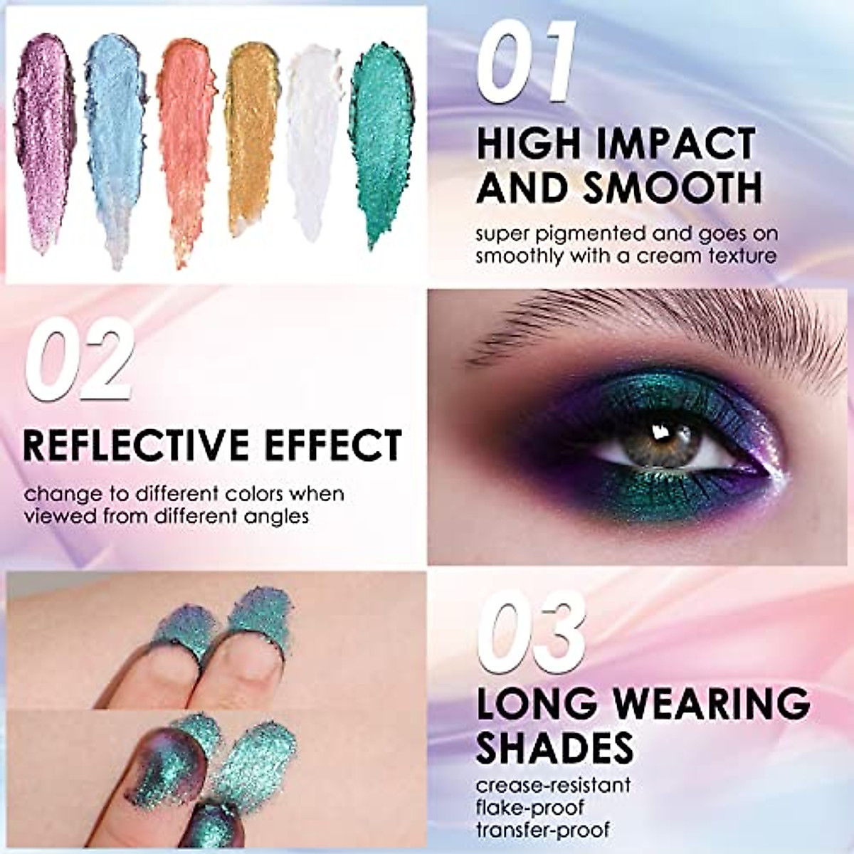 FOCALLURE Chameleon Cream Eyeshadow,Intense Color Shifting Creamy Eye Shadows,Highly Pigmented Metallic,Shimmer,Multi-Reflective Finishes,Wisdom Glow
