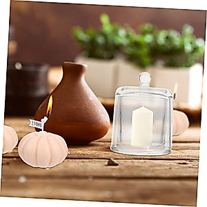 Garneck 1 Set Candlestick Food Glass Dome Glass Candle Cups Food Serving Cover Glass Container with Lid Clear Glass Bell Jar Desert Cloche Dome Candle Holder Dome Crystal Household Cake