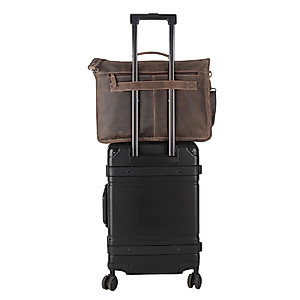 Leather briefcase 18 inch laptop messenger bag for men and women best satchel office bag