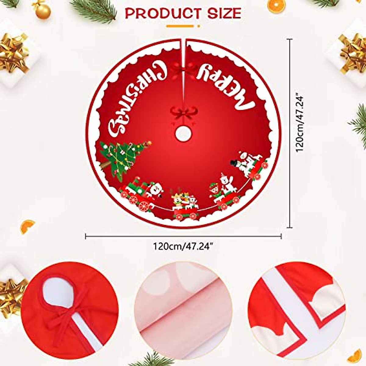 Skycase Christmas Tree Skirt,48 Inch Xmas Tree Skirts Mat,Large Christmas Tree Mat with Snowman Xmas Tree Pattern,Farmhouse Tree Mat Ornaments for Decorations Holiday Party.