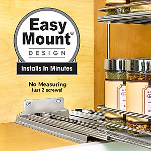 LYNK PROFESSIONAL® Pull Out Spice Rack Organizer for Inside Kitchen Cabinets - 6-1/4 inch Wide - Slide Out Drawer – Chrome Sliding Spice Cabinet Organization Shelf Racks - 2 Tier