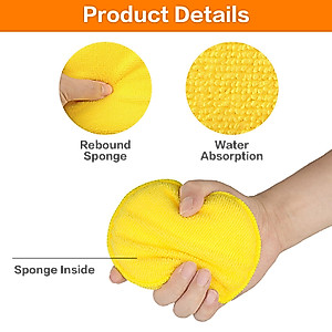 FONAROLL Microfiber Wax Applicator Pads, Car Wax Applicator, Buffing & Detail Polishing Foam Pads for Car Cleaning and Fine Polishing (5" Diameter, 6 Pack) - Yellow