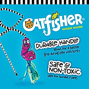 Petmate FAT CAT Interactive Cat Toys - Worm Cat Wand Stuffed with 100% Organic Catnip