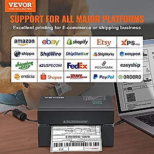 VEVOR HD(300DPI) Thermal Label Printer, Shipping Label Printer w/Auto Label Recognition, Support Windows/MacOS/Linux/Chromebook, Compatible w/Amazon, Ebay, Shopify, USPS, Etsy, UPS, etc.