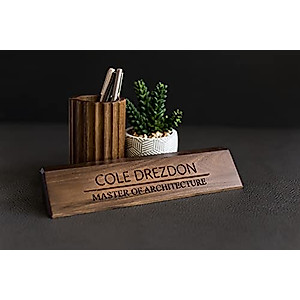 Walnut Office Desk Name Plate Personalized. Custom Name Plates for Desks. Office Desk Decor. Gift For Coworkers, Teachers, Graduates. Walnut Desk Wedge