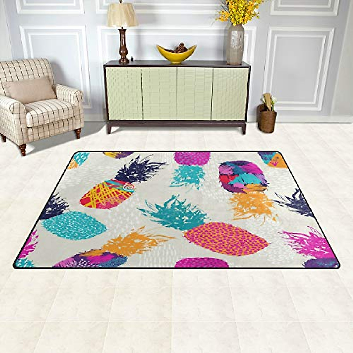ALAZA Summer Pineapple Fruit Area Rug Rugs Non-Slip Floor Mat Doormats Living Dining Room Bedroom Dorm 31 x 20 inches Home Decor