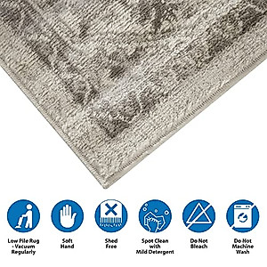 Madison Park Dakota Vienna Woven Turkish Area Rugs for Living Room, Indoor Dining Accent Modern Home Décor, Ultra Soft Floor Carpets for Dining Room, 5'3"W x 7'L, Distressed Tiled Beige