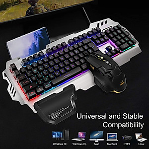 Wired Keyboard and Mouse Combo - Rainbow Keyboard Ergonomic Mechanical Feeling Colorful Led Light Up Keyboard Mouse