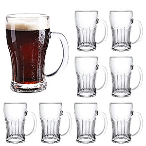 QAPPDA Beer Mugs Set,Glass Mugs With Handle 18oz,Large Beer Glasses For Freezer,Beer Cups Drinking Glasses 520ml,Pub Drinking Mugs Stein Water Cups For Bar,Alcohol,Beverages Set of 8…
