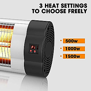 Outdoor Electric Heater, Infrared Wall Mounted Heater for Outdoor/Indoor Use, 1500W Ceiling Patio Heater with Remote Control & 24H Timer, Electric Space Heater For Garage Porch, Weatherproof