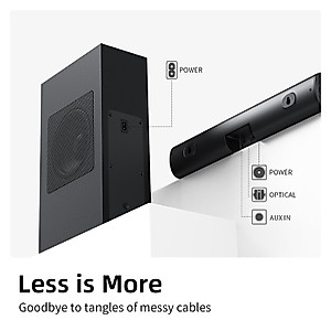 Sound Bars for TV with 100 watts Subwoofer, 16-inch Mountable Sound Bar, 2.1ch Surround Sound System for TV, Bluetooth Soundbar for TV Work with Traditional or Smart TV, Computer