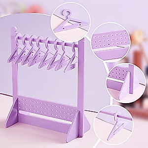 PH PandaHall 64 Holes Acrylic Earring Holder Rack with Mini Hangers, Unique Earring Closet Ear Studs Display Rack Earrings Organizer for Retail Show Personal Exhibition for Women, Purple
