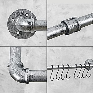 HouseAid 48 Inch Industrial Pipe Towel Bar, Farmhouse Iron Hand Towel Holder, Vintage Style Towel Rod for Bathroom, Wall Mounted, Antique Silver (Hook Included)