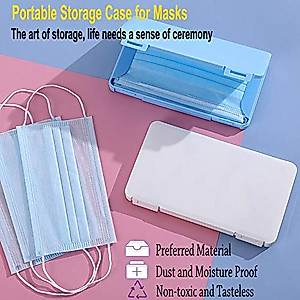 SANJINFON Portable Storage Case for Disposable/Reusable Face Masks, Plastic Case Holder Organizer for Various Masks/Card, Dust-proof, Moisture-proof Foldable Mask Storage Box with Lids (2PCS BL&WH)
