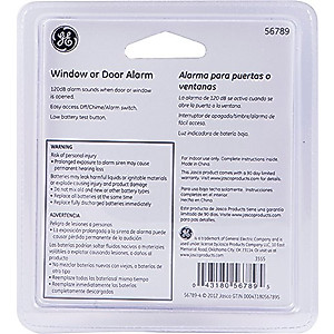 GE Personal Security Window and Door Alarm, 1 Pack, DIY Protection, Burglar Alert, Wireless Chime/Alarm, Easy Installation, Home Security, Ideal for Home, Garage, Apartment and More,White, 56789