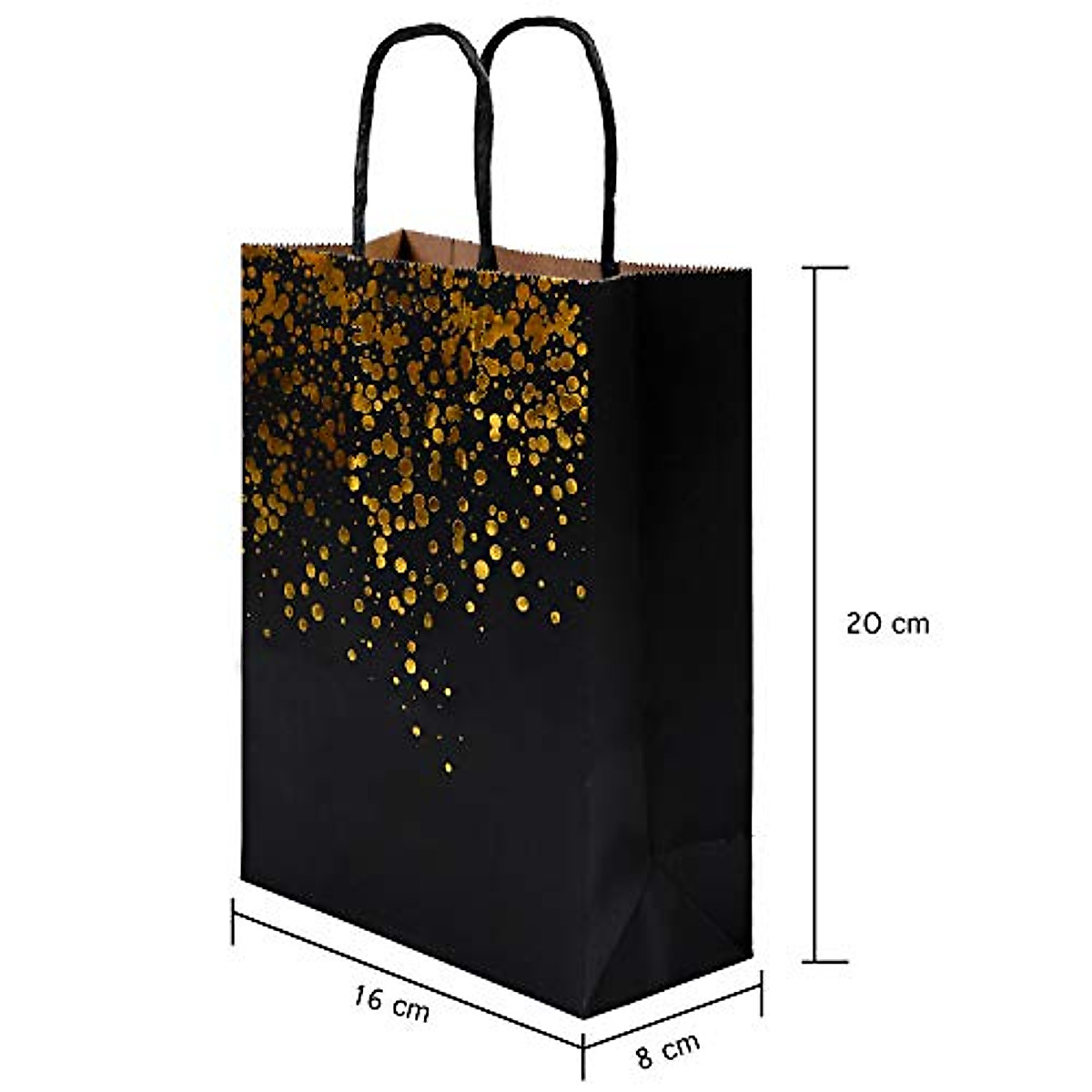 Cooraby 20 Pieces Paper Party Bags Dot Bronzing Kraft Paper Bag Hen Party Bags Bride Gift Bag with Handle for Party Favours