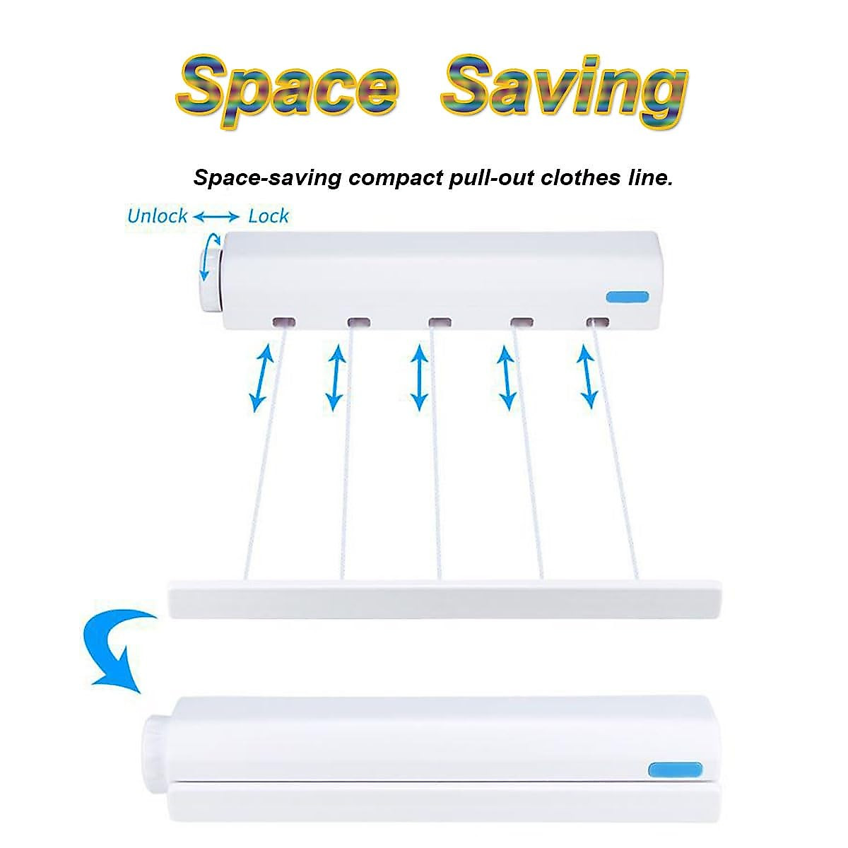 Retractable Folding Clothesline, Drying Rack Telescopic Retractable Clothesline, Indoor Drying Rope Hanger 4 Lines or 5 Lines, Drying Rope Hanger (Size : Fourth line)