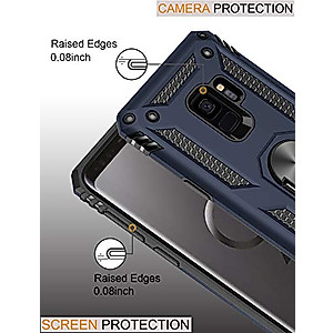 LUMARKE Galaxy S9 Case,Military Grade 16ft. Drop Tested Dual Layered Heavy Duty Cover with Magnetic Ring Kickstand Compatible with Car Mount Holder,Protective Phone Case for Samsung Galaxy S9 Blue