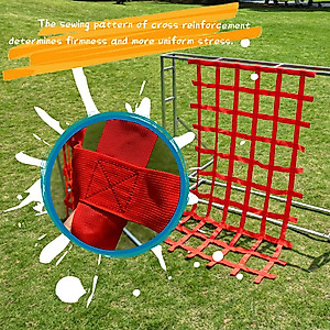 CL CLC Climbing Cargo Net Red 7ftx4ft (95inchx57inch)-Playground Play Safety Net,Rope Ladder,Jungle Gyms, Swing Set, Obstacle Courses for Outdoor Treehouse